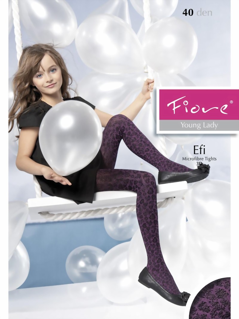 Fiore - Elegant childrens tights with flower pattern Efi 40 denier